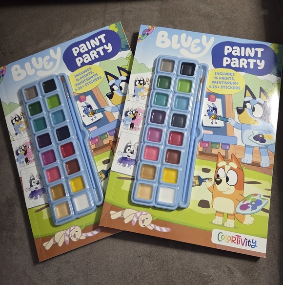 Toys | Bluey Paint Party Activity Books Bundle Set Of 2 W Paints ...